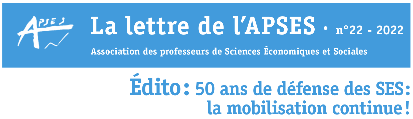 La lettre de rentrée de l’APSES n°22 I 2022 – APSES – Association des ...